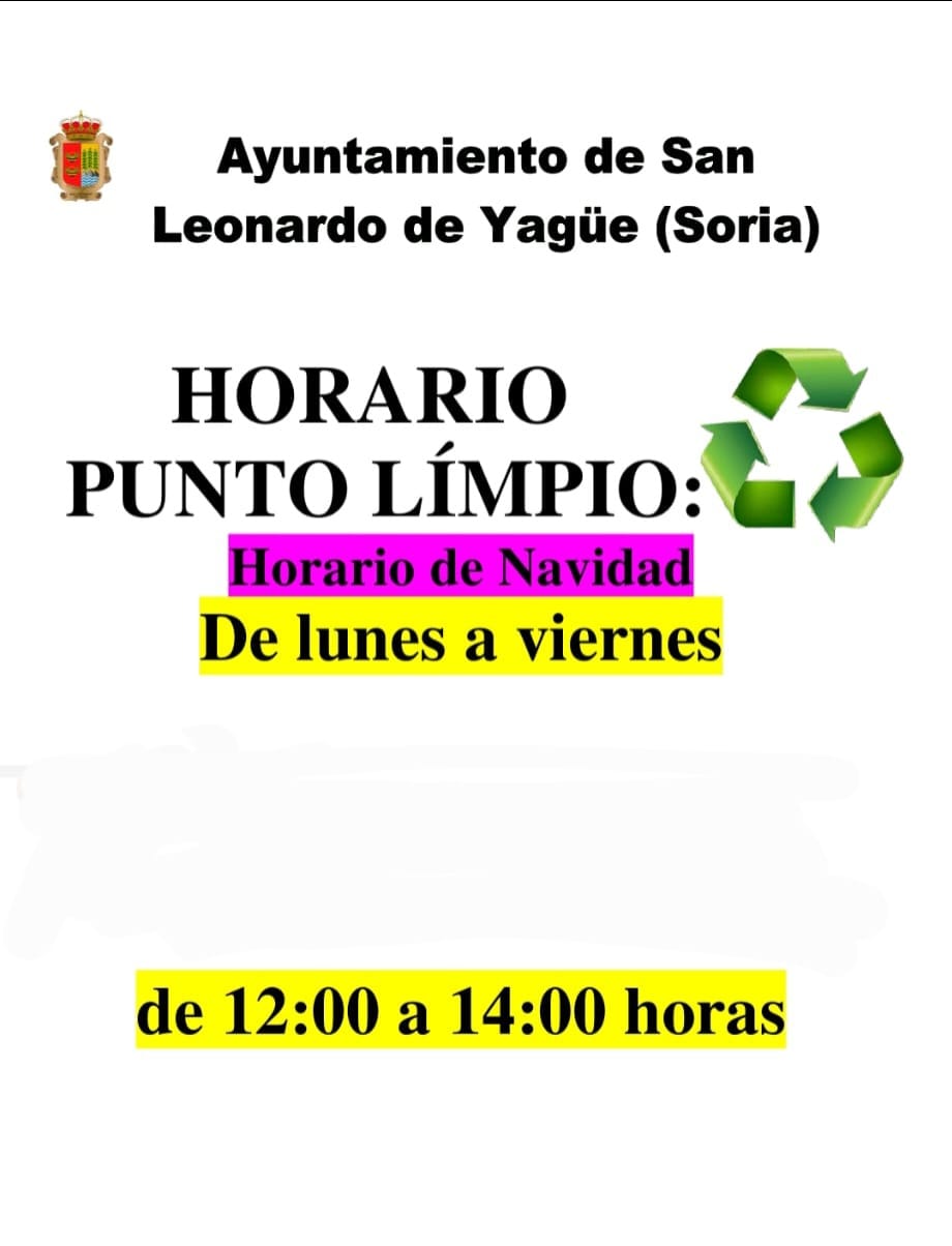 Punto Limpio en Navidad - Ayuntamiento San Leonardo de Yagüe